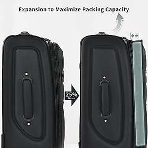 Merax Softside Luggage Set, Travel Suitcase Expandable Lightweight, 3 Piece Luggage Sets with Spinner Wheels 22" 26" 30" Suitcase with TSA Lock (Black)