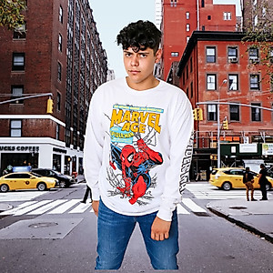 Marvel Spider-Man Age Long Sleeve Mens Adult T-Shirt(MD, White)