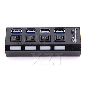 Lysee Data Cables - USB Hub 3.0 USB Splitter Multi USB 3.0 Hub Multiple 4 Port Hab Splitters with Power Adapter Computer Accessories Hub for PC - (Color: Black)