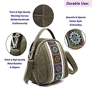 Goodhan Embroidery Canvas Crossbody Bag Cell phone Pouch Coin Purse for Women Girls,Army Green