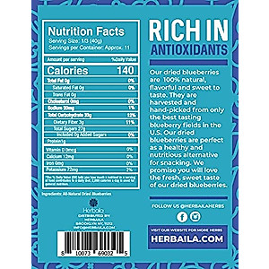 Whole Dried Blueberries, No Sugar Added, Bulk, Dehydrated, Dried Unsweetened Blueberries, All Natural, Non-GMO, 1 Pound. - 16 oz.