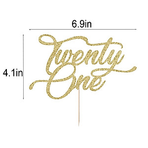 Twenty One Cake Topper- 21st Birthday Cake Topper,21st Birthday Decorations,21st Cake Topper,Happy 21st Birthday Cake Topper (Golden)