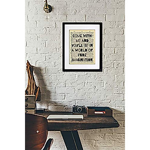 Willy Wonka - Come With Me Quote Art - Authentic Upcycled Dictionary Art Print - Home or Office Decor (D30)