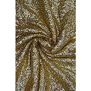 Sequins and Metallic in Mesh Fabric by Yard,Embroidery Lace Heavy Beads,Sequin Embroidery Lace Fabric, Metallic Fabric,Smoke Gray Sequin (Gold, 10 Yards)