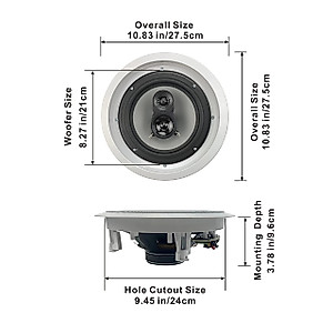 Acoustic Audio CSic83 in Ceiling 8" Speaker Pair 3 Way Home Theater Speakers