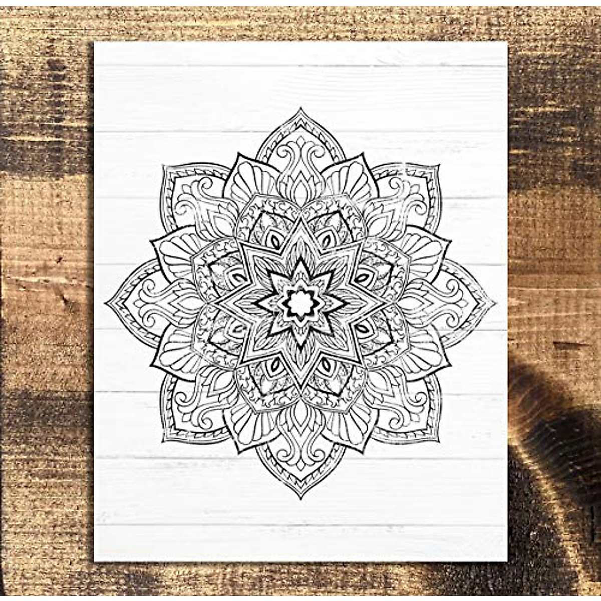 FerrisBuilt Black and White Buddha, Hamsa Hands, Mandala and Lotus Flower, Eclectic Wall Art, Boho Decor, Indie Decor - Set of (4) 8x10 UNFRAMED Prints