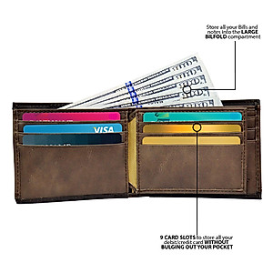 Dockers Men's Bifold Leather Wallet - Thin Slimfold Extra Capacity, Brown Stitch, One Size