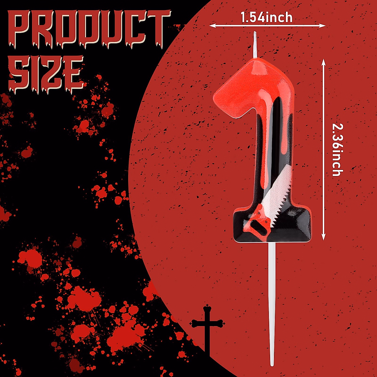Photect Bleeding Number Candle Halloween Birthday Candle Have a Killer Birthday Cake Topper for Gothic Birthday Decoration Horror Themed Halloween Party (Number 1)