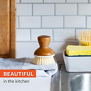 Full Circle, White Bubble Up Bamboo Dish Brush, White