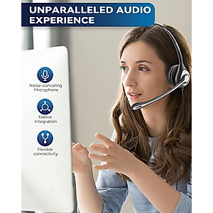 Wantek Corded Telephone Headset Dual w/Noise Canceling Mic + Quick Disconnect Compatible with ShoreTel Zultys NEC Aspire Dterm Nortel Norstar Meridian Siemens ROLM Packet8 Landline Deskphones(602QS2)