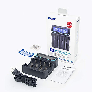 XTAR X4 Extended Version Protected 21700 20700 Battery Charger LCD Display AC Input Port 18650 Charger 2A Fast Charger with Mirco USB Output for Rechargeable 3.6V 3.7V Li-ion 1.2V Ni-MH Ni-CD Battery