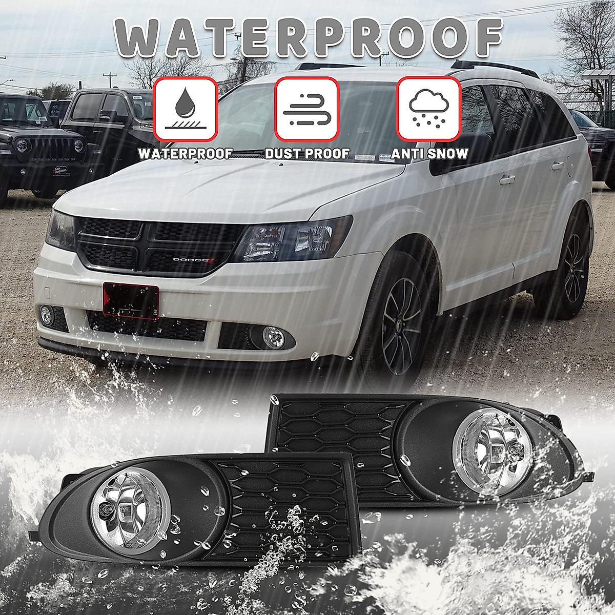 AUTOWIKI Fog Lamp Lights Assemblies For 2010 2011 2012 2013 2014 2015 2016 2017 2018 2019 2020 Dodge Journey 1 Pair