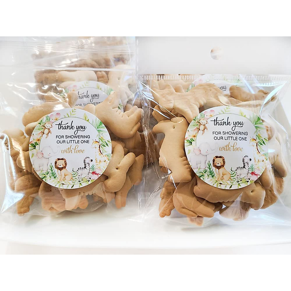 1.9 Inch Thank You Stickers Baby Shower Party Favors Safari Animals 60 Labels