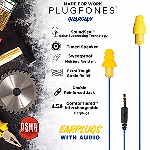 Plugfones Guardian in-Ear Earplug Earbud Hybrid - Noise Reduction in-Ear Headphones(Blue & Yellow)