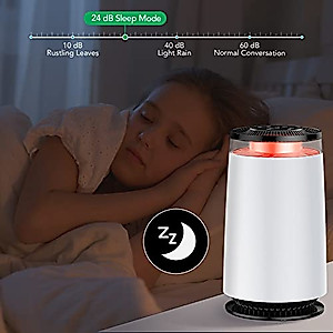 H13 True HEPA Air Purifier for Home to 219 ft² 24dB Quiet, with Orange Night Light,Removing 99.99% Dust, Pet Dander, Allergies for Bedroom Office Living Room