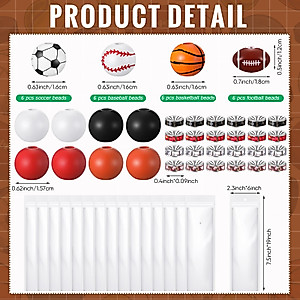 Colarr 16 Set Sports Beads Pens Basketball Football Baseball Rugby Beadable Pens Plastic Beads Making Kit Ballpoint Pen with Black Refills and Bags for Students Gifts School Office Supplies