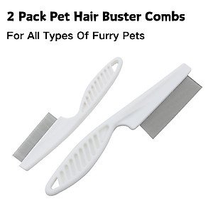 Stainless Steel Rounded Teeth Grooming Comb for Small Pets - Massage and Cleaning Tool for Chinchillas, Ferrets, Guinea Pigs, Rabbits (2 Pack, White)