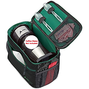 Adir Mini Single Serve Travel Coffee Maker Pouch Organizer, Portable For Travel, Camping, Office Lunch Bag For Grab & Go Daily Use (Red)