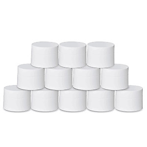 Plastic Containers Akamino White Plastic Lotion Jar with Inner Liners and Dome Lids for Make-up Cosmetic, Creams, Lotions, Refillable Travel Airtight Container Storage (1.25 Oz, 37 ML, 12 PCS)