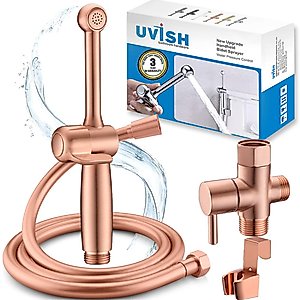 Bidet Sprayer for Toilet,Handheld Bidet Toilet Water Sprayer,Cloth Diaper Bathroom Bidet Attachment Sprayer Set with Jet Spray Adjustable Rose Gold Solid Brass for Personal Hygiene