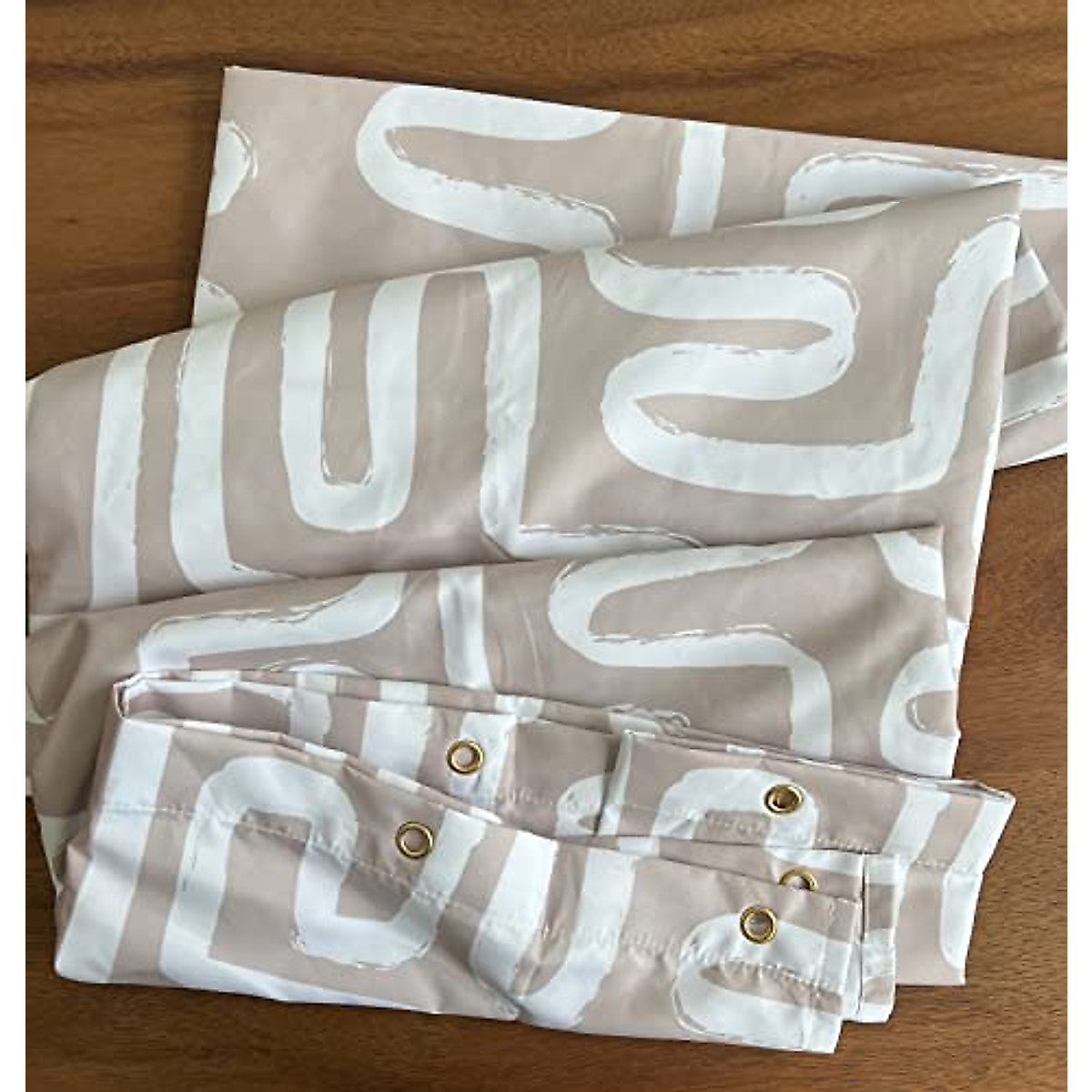 Beige White Abstract Print Shower Curtain - Hand Painted Boho Pattern - Modern Minimalist Home Decor - Neutral Scandi Style Fabric Shower Curtain For Any Bathroom - 72x72 Inches (Neutral Lines)