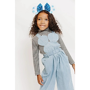 WOVOWOVO Mouse Ears Headbands for Women Girls Sparkle Bow Hairbands Halloween Christmas for Cosplay Costume Princess Party Decorations (Blue Snowflake)