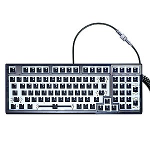 Gk98 RGB Mechanical Keyboard DIY Kit Hot-Swappable Three-Mode Wired 2.4g BT5.0 Custom Keyboard Compatible with Akko, Cherry Mx, Gateron, Kailh Mechanical Axis (Transparent Black)