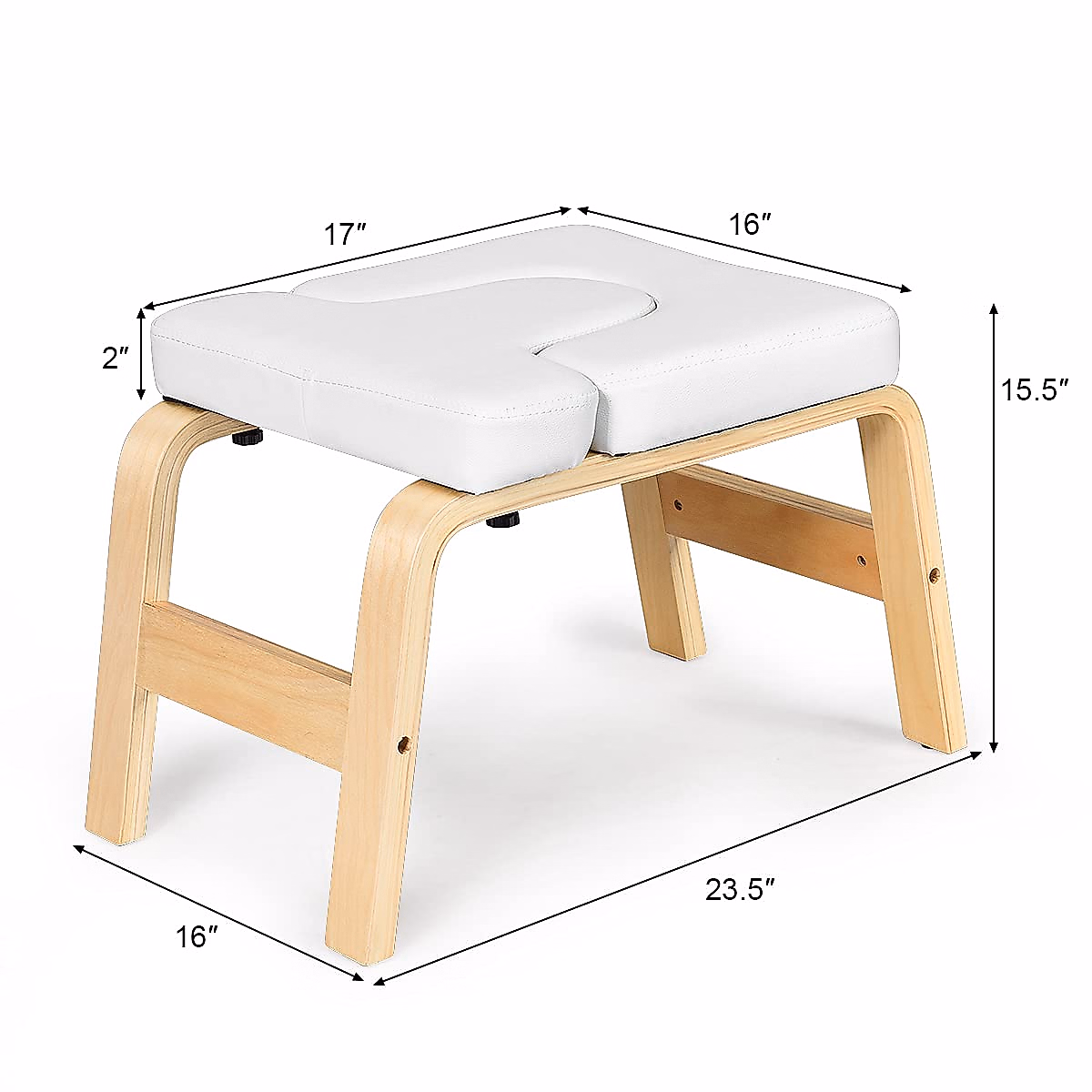 Giantex Yoga Headstand Bench w/PVC Pads, Yoga Inversion Chair, Sturdy Wood Frame, Yoga Inversion Trainer, Relieve Fatigue and Shape Body, Idea for Workout, Fitness and Gym