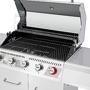 Royal Gourmet 5-Burner Propane Gas Grill with Side Burner, Stainless Steel Barbeque Grills, Silver, GA5404S