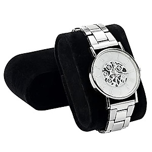 BASTUO Jewelry Box 8 Watch Display Case Organizer Jewelry Trey Storage Box PU Leather with Mirror and Lock， Black with Black Lining