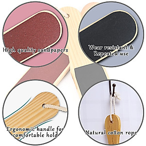 YAWALL Foot File Wooden Pedicure Feet Scrubber with Handle for Callus, Dry, and Dead Skin Removal Heel Scraper for Feet, Hands, and Body Exfoliation Perfect Foot Filer for Use in Shower