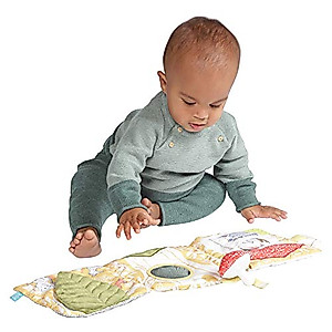 Manhattan Toy Deer One Soft Activity Crinkle Book & Fold Out Pat Mat for Baby , Toddler with Squeaker, Discovery Mirror and Teether Large