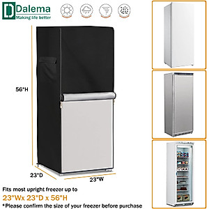 Dalema Outdoor Refrigerator Cover,600D Heavy Duty 100% Waterproof Upright Freezer Cover,Outside Stand Up Fridge Covers.Front Can Be Rolled-Up by Zippers.(Black,23" W x 23" D x 56" H)
