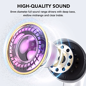 FEANS Wireless Earbuds in-Ear Bluetooth 5.3 Headphones 4 Microphones Call Noise Cancelling IPX5 Waterproof Earbuds Deep Bass Immersive Sound Stereo Earphones for iPhone Android Sports (White)