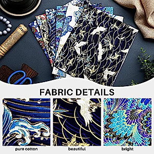 6 Pcs 20'' x 16'' Japanese Fat Quarters Quilting Fabric Bundles Japanese Printed Furoshiki Wrapping Cloth Squares Quilting Patchwork Fabric Colored Cotton Wrap DIY Scrapbook Craft (Bright Style)