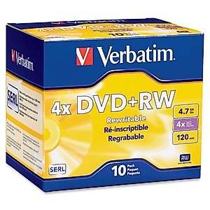 Generic Verbatim DataLifePlus 94839 DVD Rewritable Media - DVD+RW - 4X - 4.70 GB - 10 Pack Slim Case - 2 Hour Maximum Recording Time