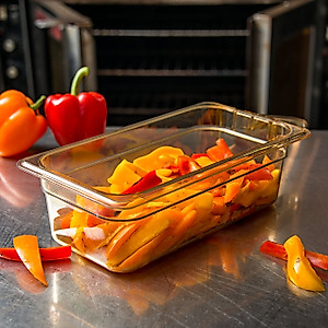 Carlisle FoodService Products 30861H13 StorPlus High Heat Food Pan with 1 Handle, 4" Deep, Third Size, Amber