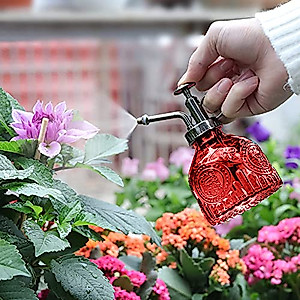 KELINFONG Field Sprinklers Gardening Glass Retro Spray Watering Watering Air Pressure Can Can Watering Patio & Garden (Red, One Size)