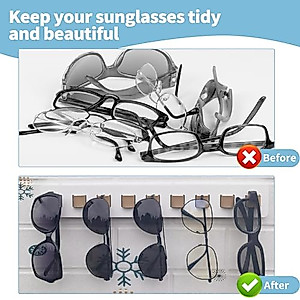 FINDAMAZE Sunglasses Organizer Wall Mounted Wood Sunglass Holder for Home Glasses Holder/Sunglasses Rack ,Home Decor (White-1pcs-long)