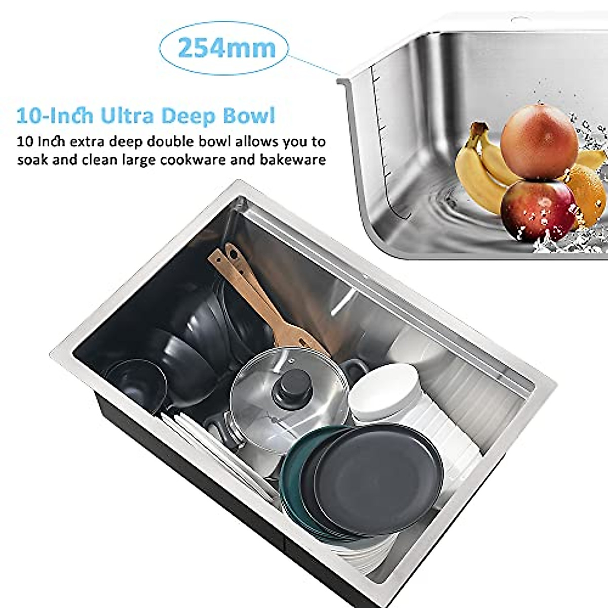 30 Inch Undermount Workstation Sink -Bokaiya 30x19 Stainless Steel Undermount Kitchen Sink Single Bowl 16 Gauge Deep Single Bowl Kitchen Sink with Cutting Board