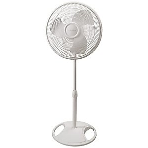 Lasko 16" Oscillating 3- quiet Speed Pedestal Fan and Adjustable Height, Ideal for Home School and Office White S16200 (Renewed)