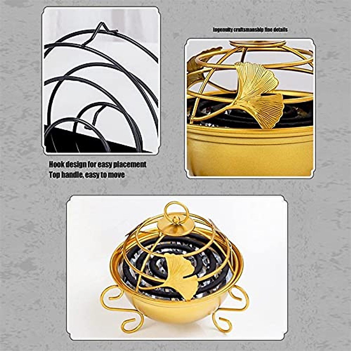 XJXJ Mosquito Coil Holder | Metal Incense Burner | Portable Insect Repellent | Home Garden Fragrance Aromatherapy | Includes Lid and Handle