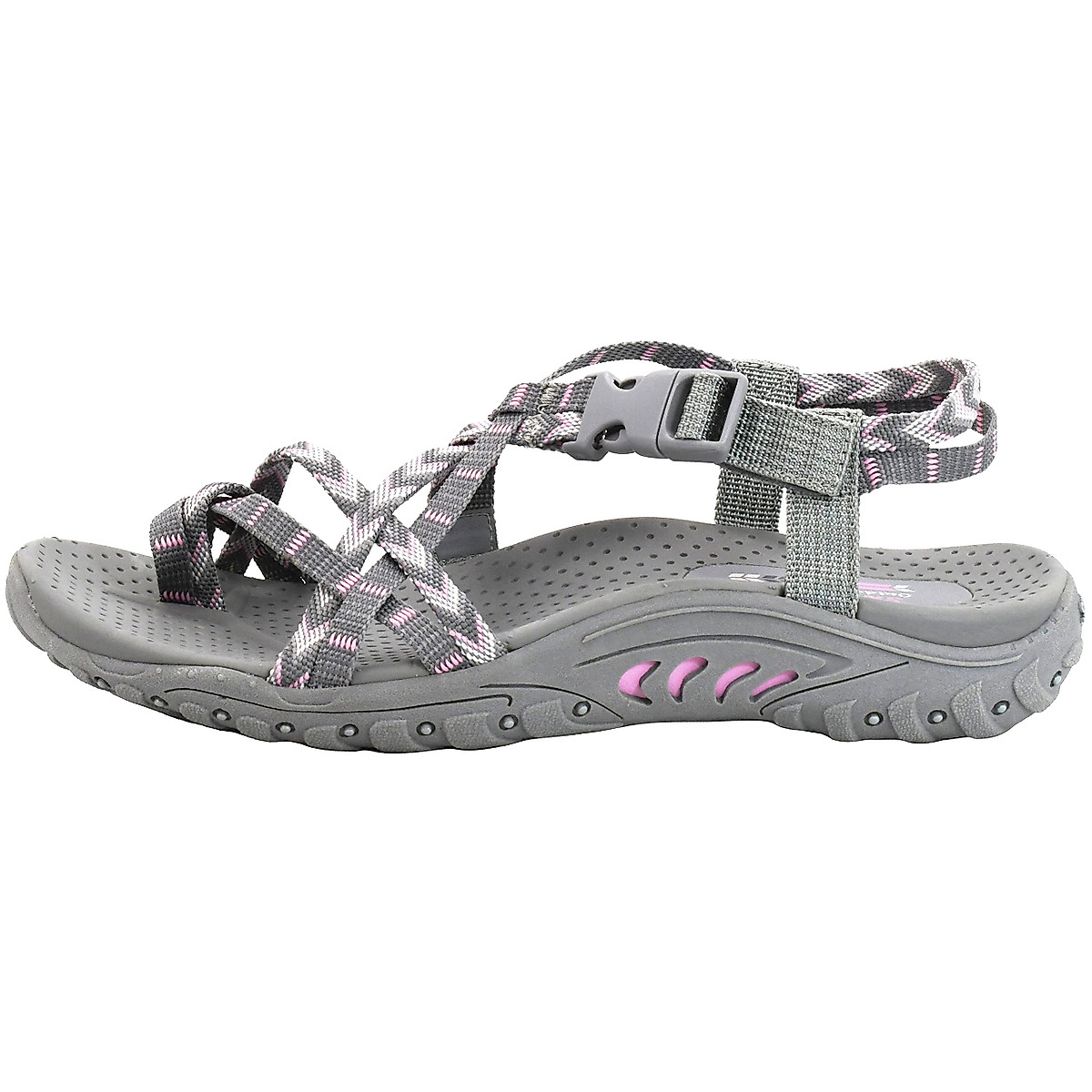 Skechers womens Reggae-islander - Multi-strap Toe Thong Slingback Sandal, Grey, 10 US