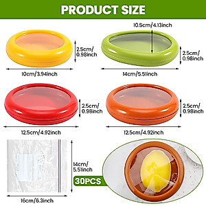 4 Pcs Avocado Saver, Avocado Storage Container with 30 Freezer Bags, Fruit Storage Containers for Fridge, Reusable Refrigerator Storage Box Fresh Stretch Pod for Vegetable Crispe