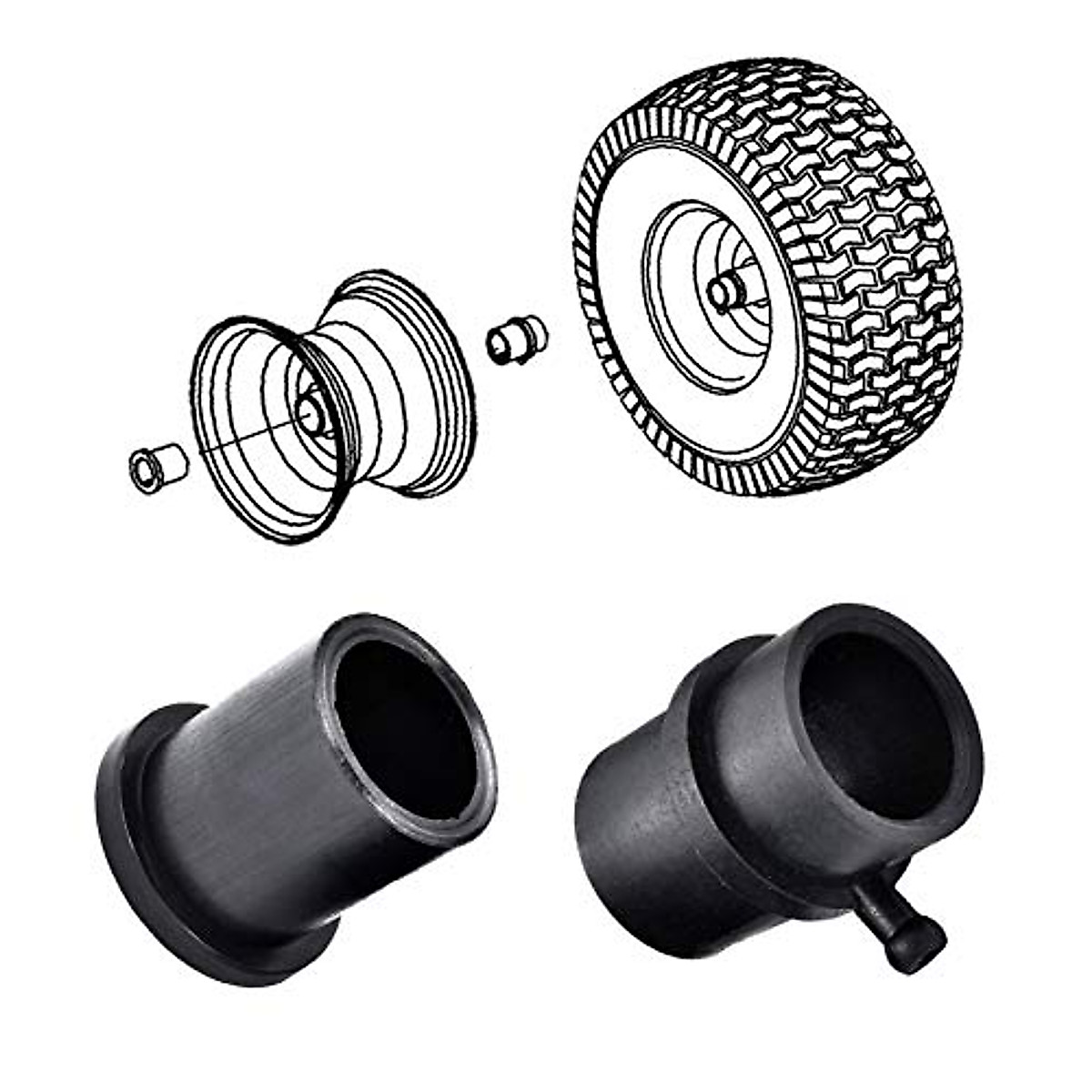 HD Switch (4 Pack) Front Wheel Bearing Bushing Replaces Cub Cadet Troy-Bilt MTD 741-0990, 741-0516B, 741-0516A, 941-0516, 741-0990A 741-0990B, 741-0516 LT1042 LT1045 LT1046 LT1050 SLT1550 SLT1554