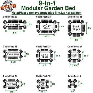 Bluyard Raised Garden Bed 8x2x1.4 ft Zinc-Aluminum-Magnesium Coated Steel Planter Box Outdoor with Rubber Edge Tools and Gloves 9-in-1 Garden Bed Kit for Vegetables Flowers Fruits and Herbs, Dark Gray