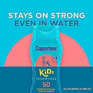 Coppertone Kids Sunscreen Lotion SPF 50, Water Resistant Sunscreen for Kids, #1 Pediatrician Recommended Sunscreen Brand, Tear Free Sunscreen Lotion, 8 Fl Oz Bottle