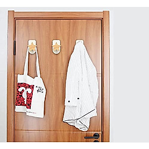 Yisiziyo Beech Wood Coat Hooks 4 Pieces Kids Room Decor Sticky Hooks Strong No Marking Glue No Drilling Required