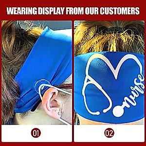 3 Packs Nurse Headbands with Buttons, Face Cover Holder, Reduce Ear Pain, Elastic Hair Bands for Women Nursing Healthcare Worker(Blue, Black, Grey)