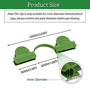 40pcs Greenhouse Clamps, 6mm PP Double Head Fixed Greenhouse Clamp, Plant Stakes Garden Snaps Pipe, Netting Hoop Row Cover, for Home Garden Season Plant Extension Support(Green)